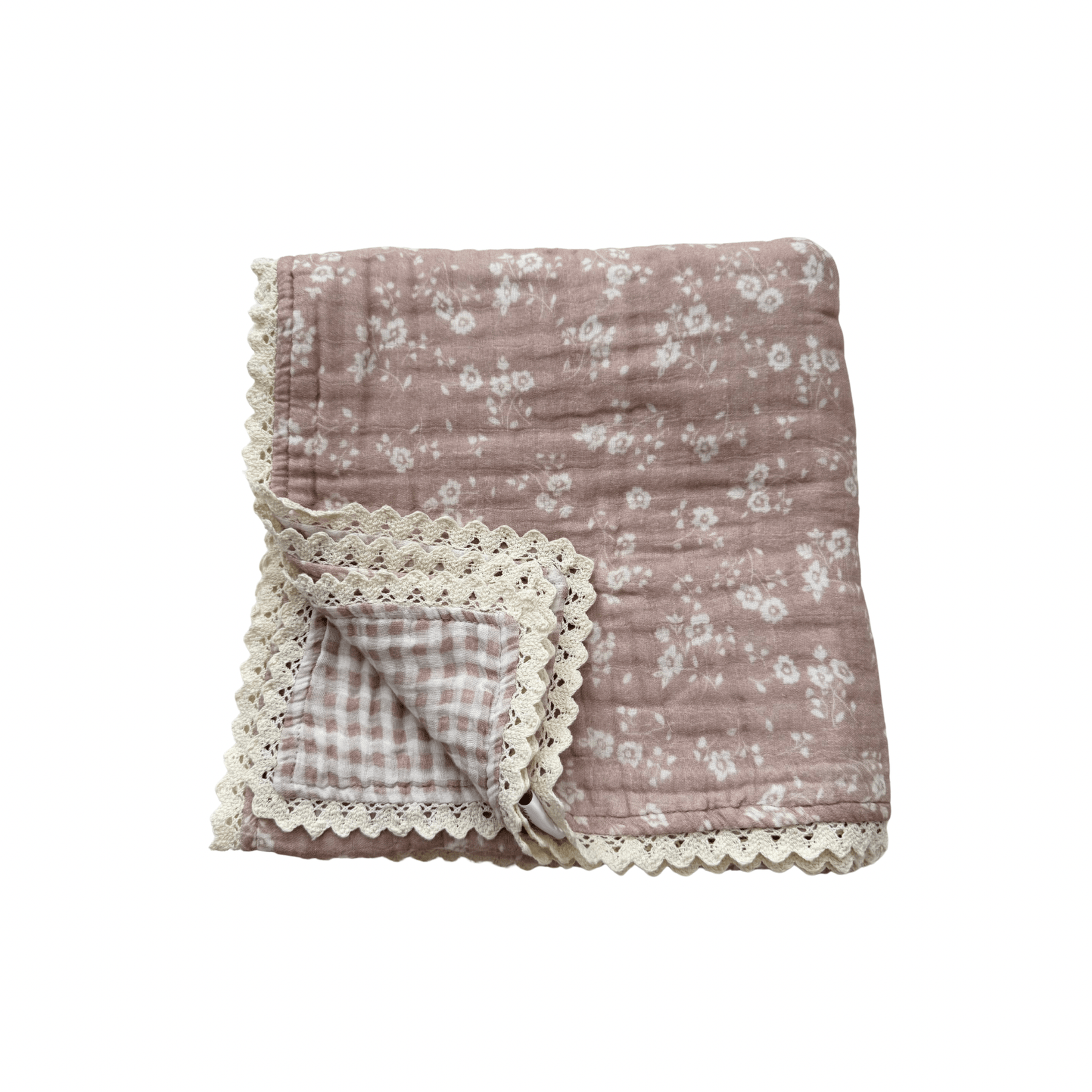 Organic Muslin 6-Layer Blanket - Sweet Pea Lace - Harp Angel Boutique